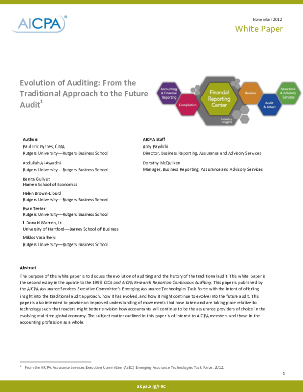 (PDF) Evolution of Auditing: From the Traditional Approach to the ...