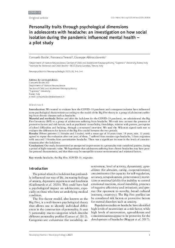 (PDF) Personality traits through psychological dimensions in ...