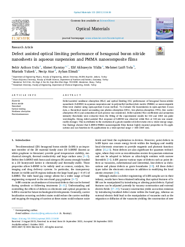 (PDF) Defect assisted optical limiting performance of hexagonal boron nitride nanosheets in ...