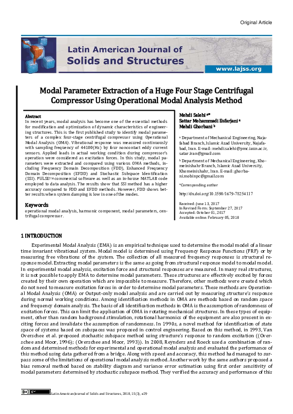 (PDF) Modal Parameter Extraction of a Huge Four Stage Centrifugal Compressor Using Operational ...