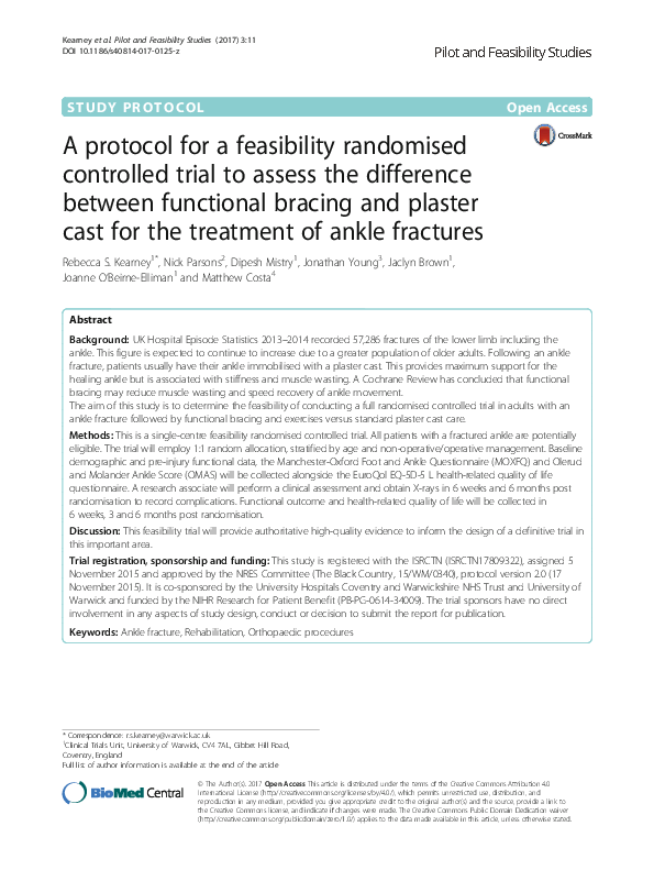 (PDF) A protocol for a feasibility randomised controlled trial to ...