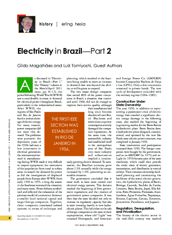 (PDF) Electricity in Brazil—Part 2 [History]