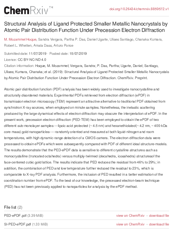 Pdf Precession Diffraction For Reliable Electron Pair Distribution Function Analysis Stavros