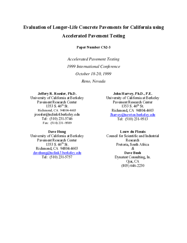 (PDF) Evaluation of Longer-Life Concrete Pavements for California using ...