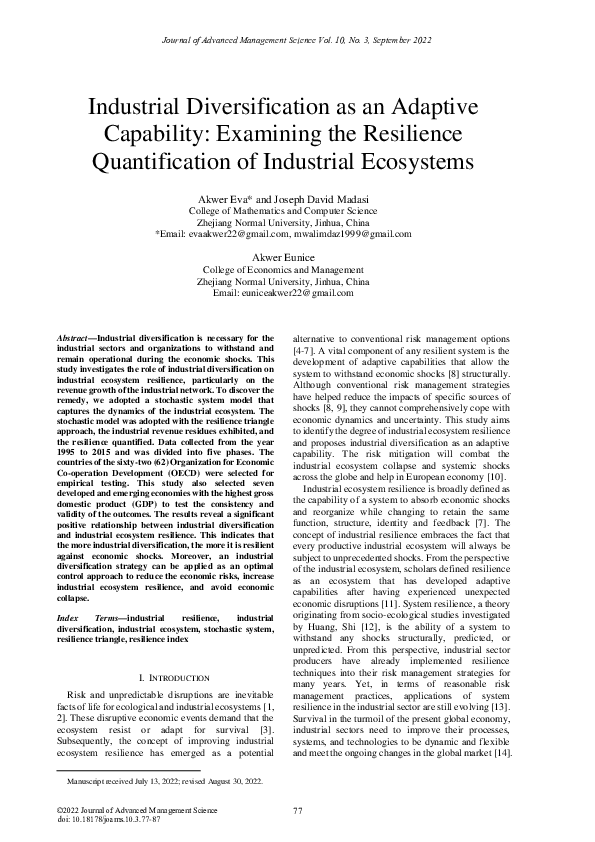 (PDF) Industrial Diversification as an Adaptive Capability: Examining ...