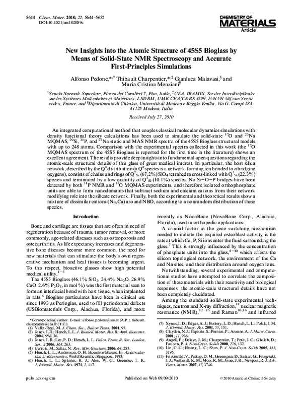 (PDF) New Insights into the Atomic Structure of 45S5 Bioglass by Means ...