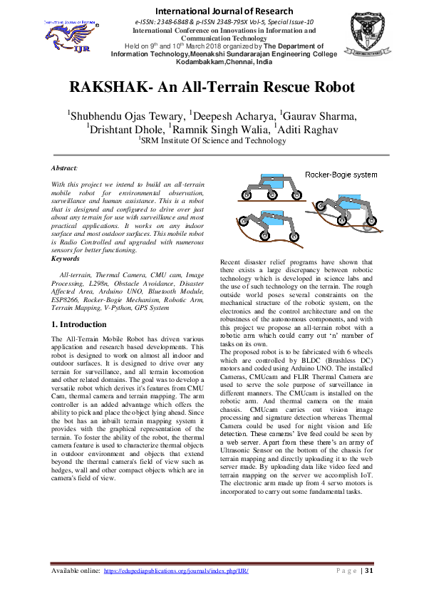 (PDF) RAKSHAK- An All-Terrain Rescue Robot