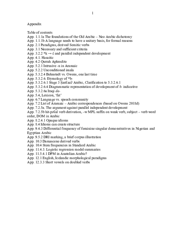 (PDF) Appendix to: Arabic and the case against linearity in historical ...