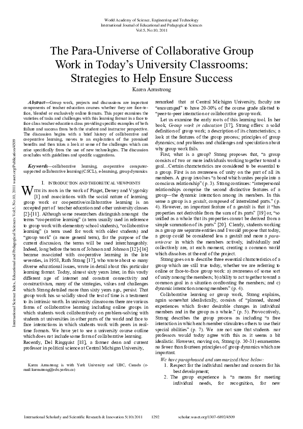 (PDF) The Para-Universe Of Collaborative Group Work In Today-S ...
