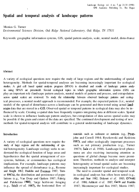 (PDF) Spatial and temporal analysis of landscape patterns