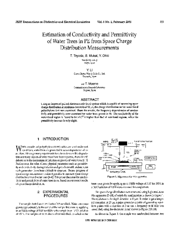 (PDF) Estimation of conductivity and permittivity of water trees in PE from space charge ...
