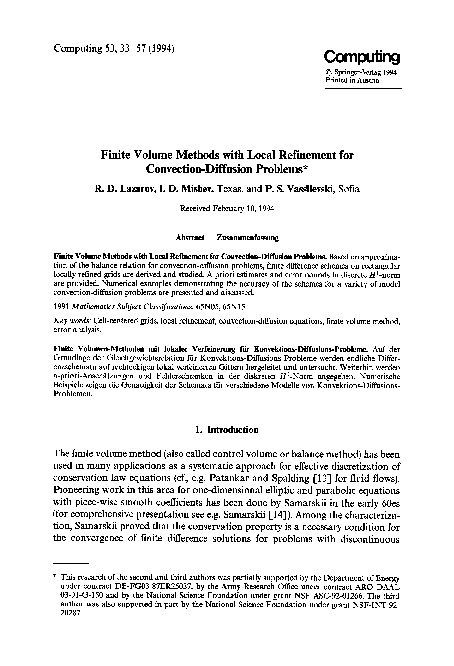 (PDF) Finite volume methods with local refinement for convection ...