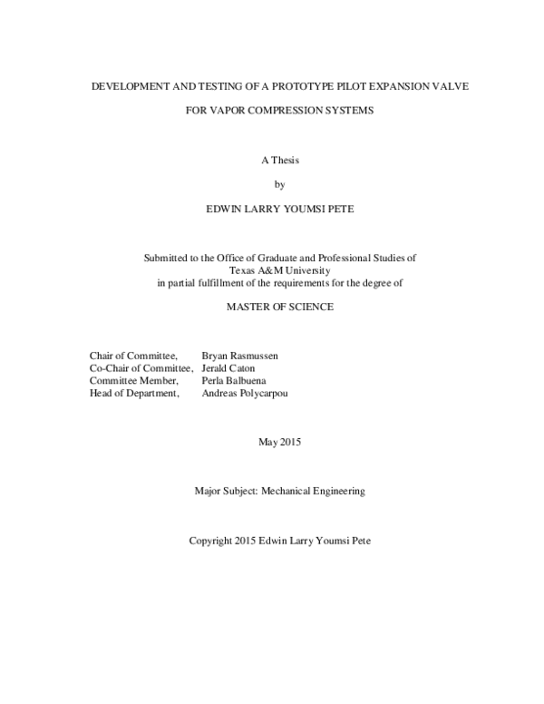 (PDF) Development and Testing of a Prototype Pilot Expansion Valve for ...