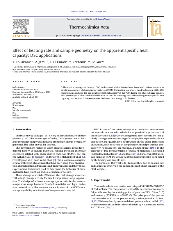 (PDF) Effect of heating rate and sample geometry on the apparent ...