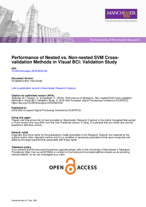 (PDF) Performance of Nested vs. Non-Nested SVM Cross-Validation Methods ...