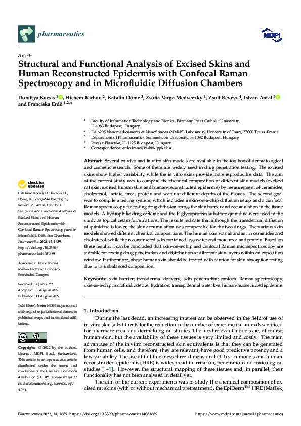 (PDF) Structural and Functional Analysis of Excised Skins and Human Reconstructed Epidermis with ...