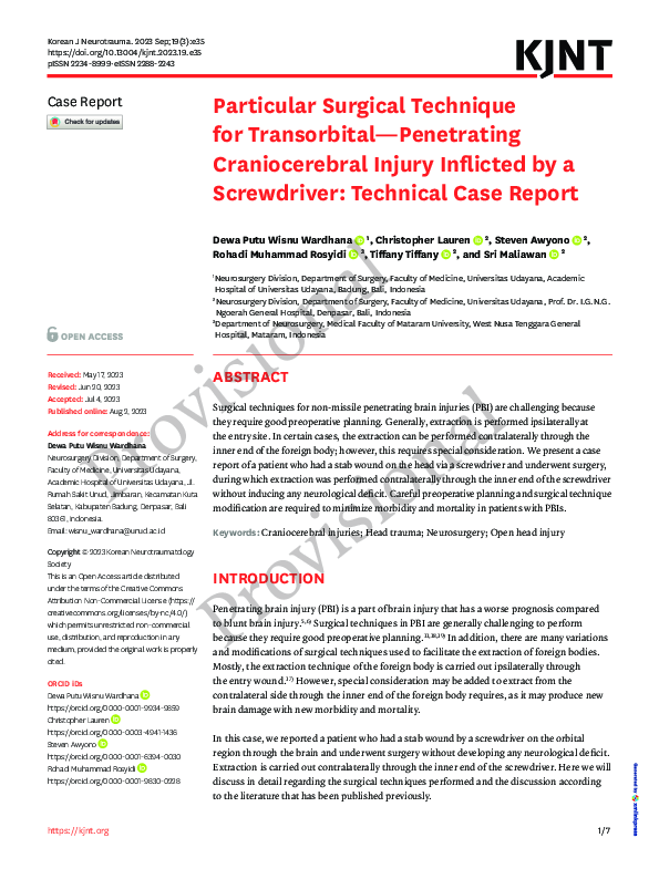 (PDF) Particular Surgical Technique for Transorbital—Penetrating ...