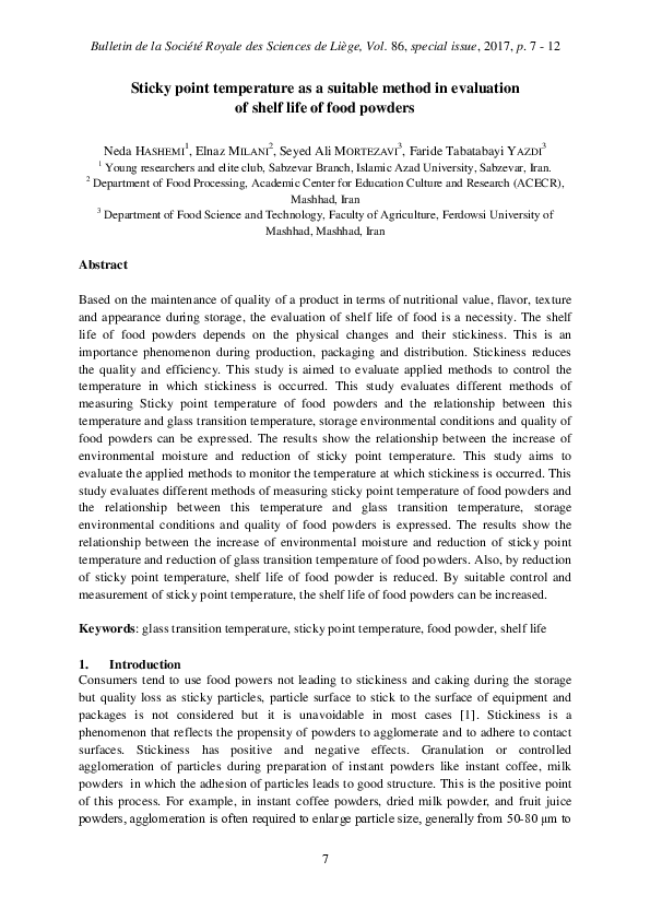 (PDF) Sticky point temperature as a suitable method in evaluation of ...