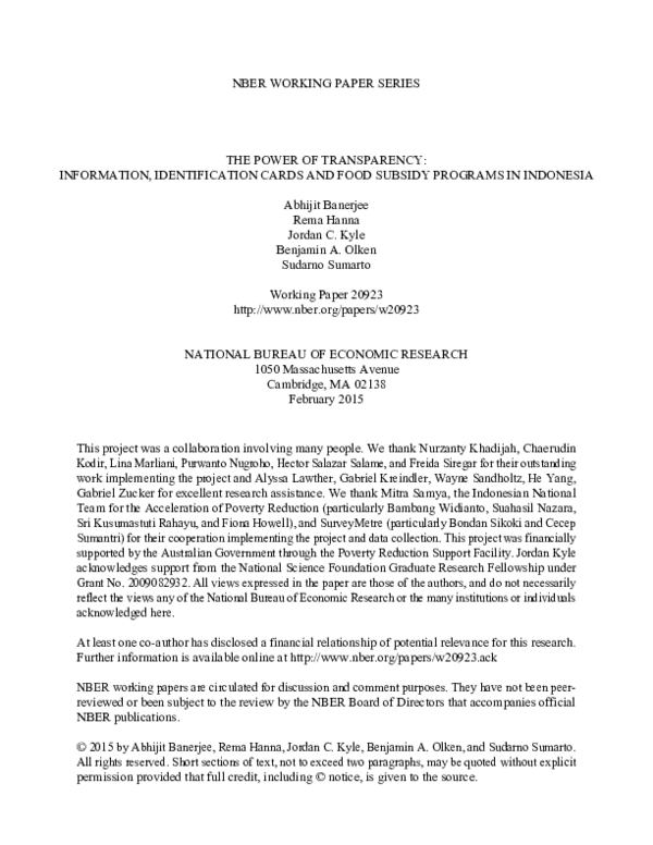 (PDF) The Power of Transparency: Information, Identification Cards and ...