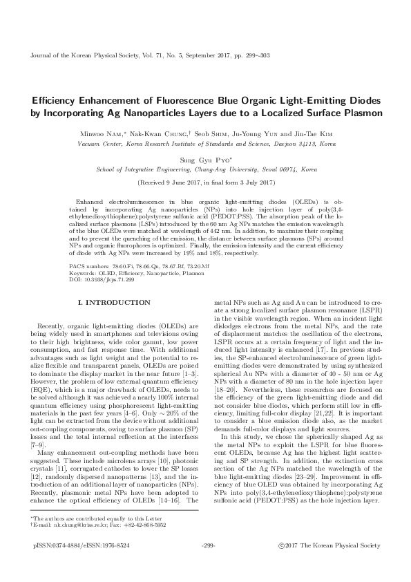 (PDF) Efficiency enhancement of fluorescence blue organic light-emitting diodes by incorporating ...