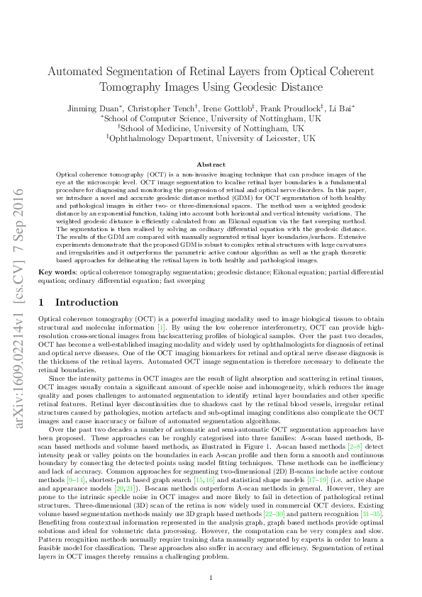 (PDF) Automated segmentation of retinal layers from optical coherence ...