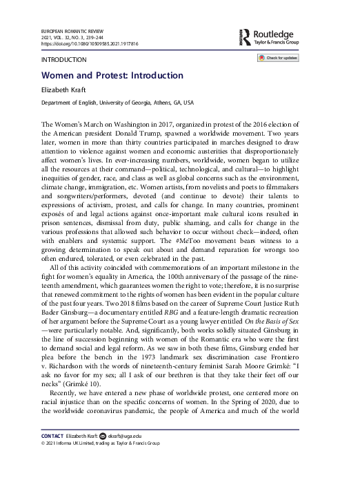 (PDF) Women and Protest: Introduction