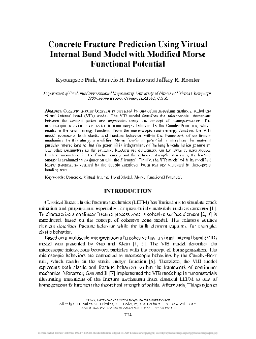 (PDF) Concrete Fracture Prediction Using Virtual Internal Bond Model ...