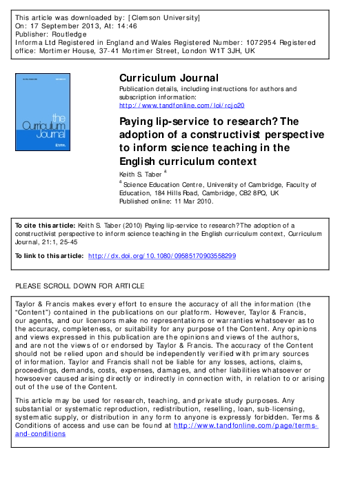 (PDF) Paying lip‐service to research? The adoption of a constructivist ...