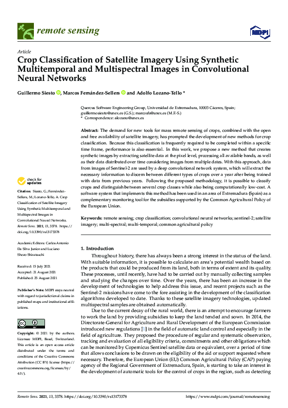 (PDF) Crop Classification of Satellite Imagery Using Synthetic Multitemporal and Multispectral ...