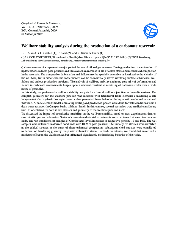 (PDF) Wellbore stability analysis during the production of a carbonate reservoir