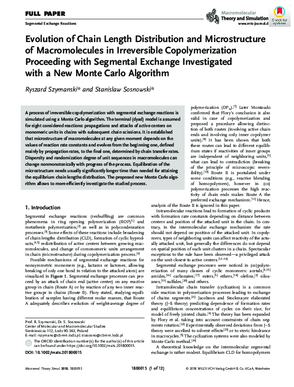 (PDF) Evolution of Chain Length Distribution and Microstructure of ...