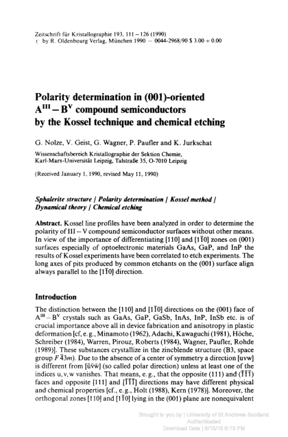 (PDF) Polarity determination in (001)-oriented AIII– Bvcompound ...