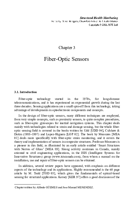 Pdf Structural Health Monitoring Fiber Optic Sensors