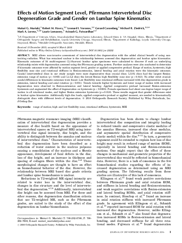(PDF) Effects of motion segment level, Pfirrmann intervertebral disc ...