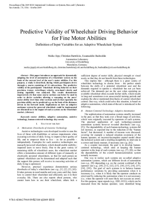 (PDF) Predictive validity of wheelchair driving behavior for fine motor ...