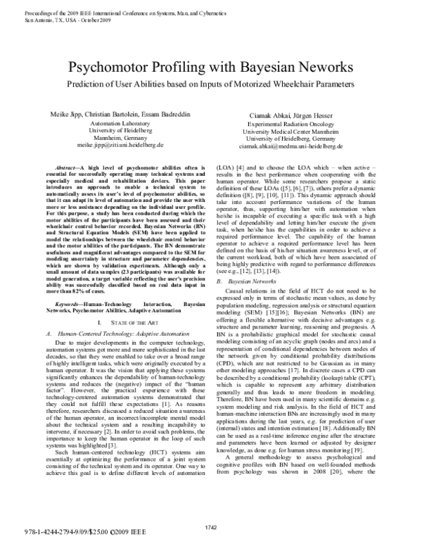 (PDF) Psychomotor profiling with Bayesian neworks: prediction of user abilities based on inputs ...