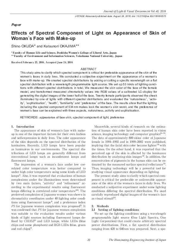 (PDF) Effects of Spectral Component of Light on Appearance of Skin of ...