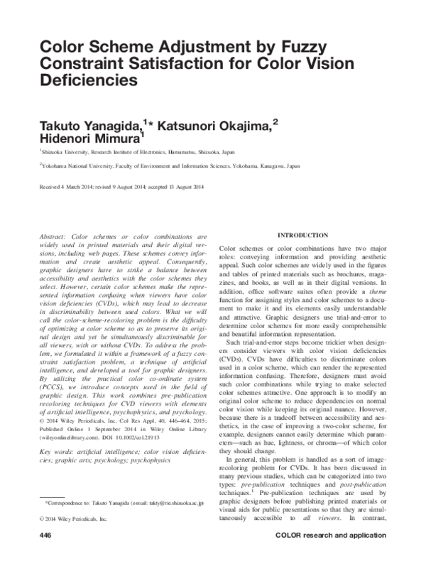 (PDF) Color scheme adjustment by fuzzy constraint satisfaction for color vision deficiencies