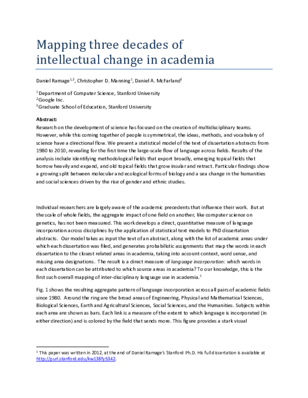 (PDF) Mapping Three Decades of Intellectual Change in Academia