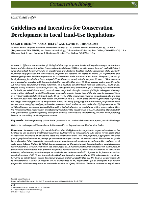 (PDF) Guidelines and Incentives for Conservation Development in Local ...