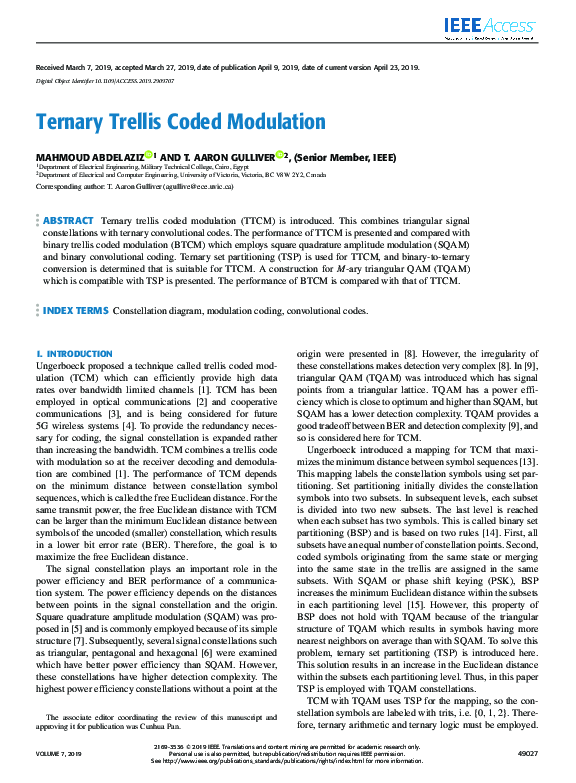 Pdf Ternary Trellis Coded Modulation