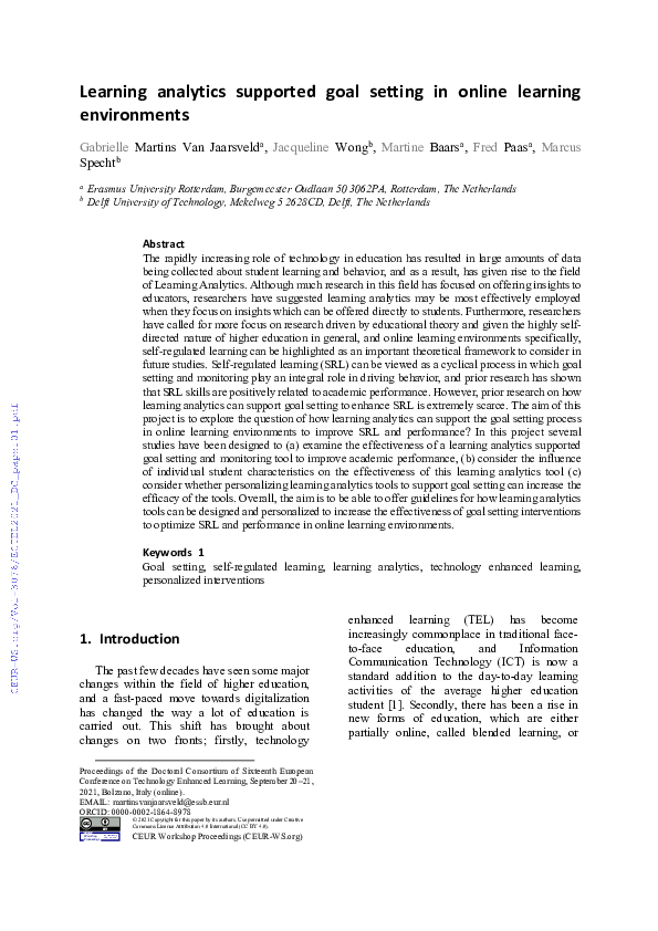 (PDF) Learning analytics supported goal setting in online learning ...