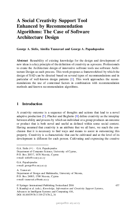 (PDF) A Social Creativity Support Tool Enhanced by Recommendation ...