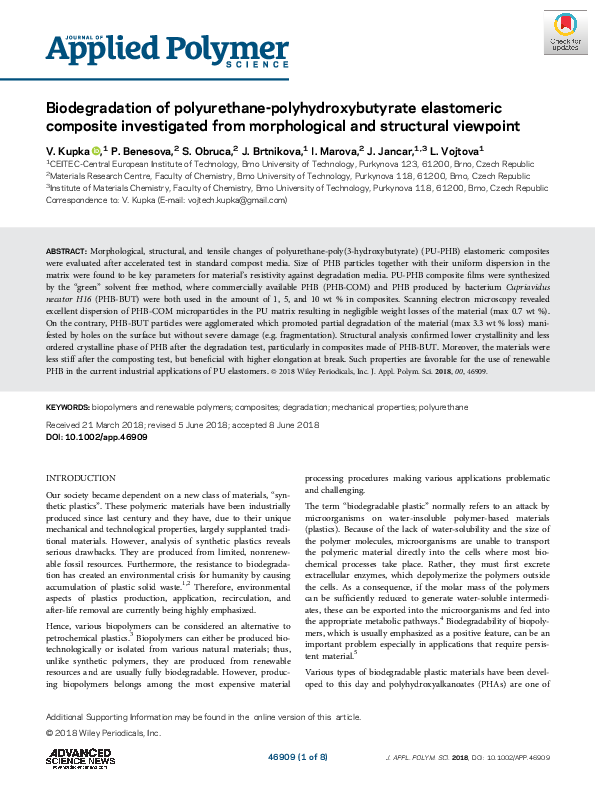 (PDF) Biodegradation of polyurethane-polyhydroxybutyrate elastomeric ...