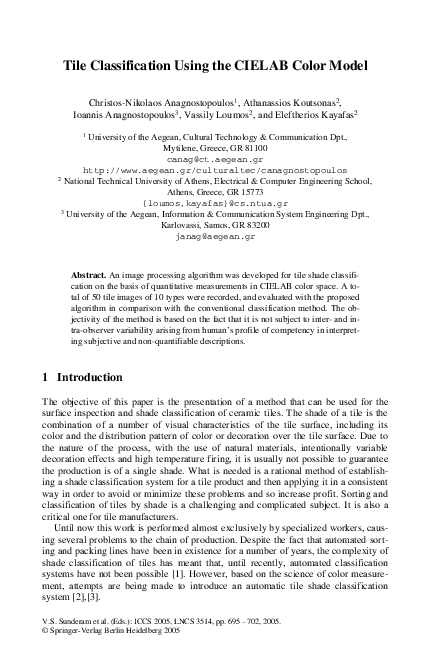 (PDF) Tile Classification Using the CIELAB Color Model | Christos ...