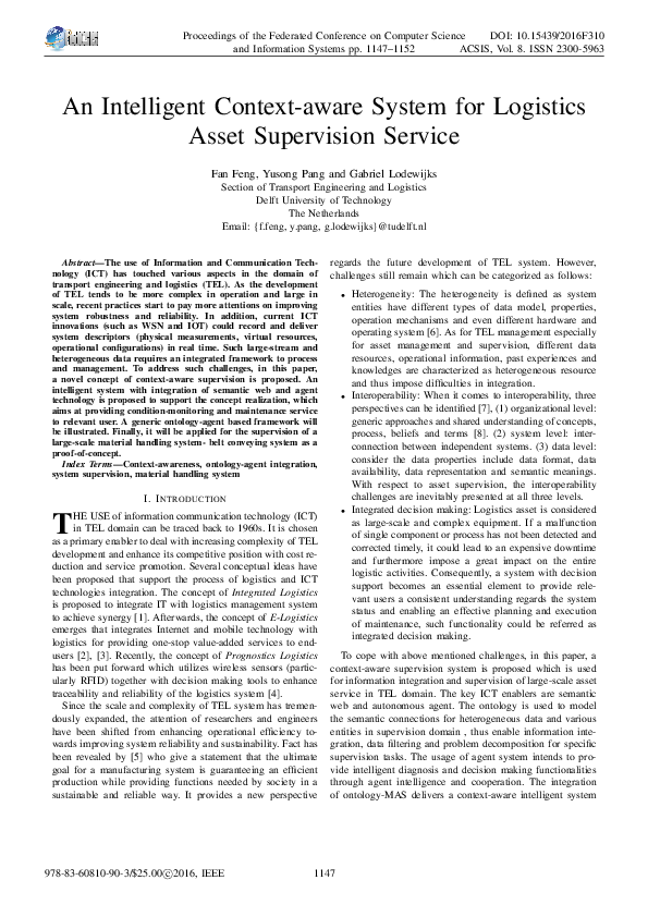 (PDF) An intelligent context-aware system for logistics asset supervision service
