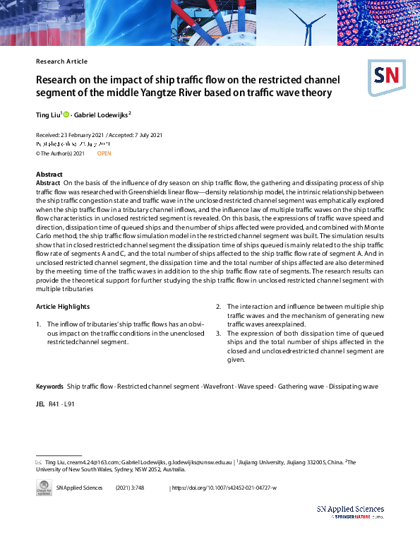 (PDF) Research on the impact of ship traffic flow on the restricted ...