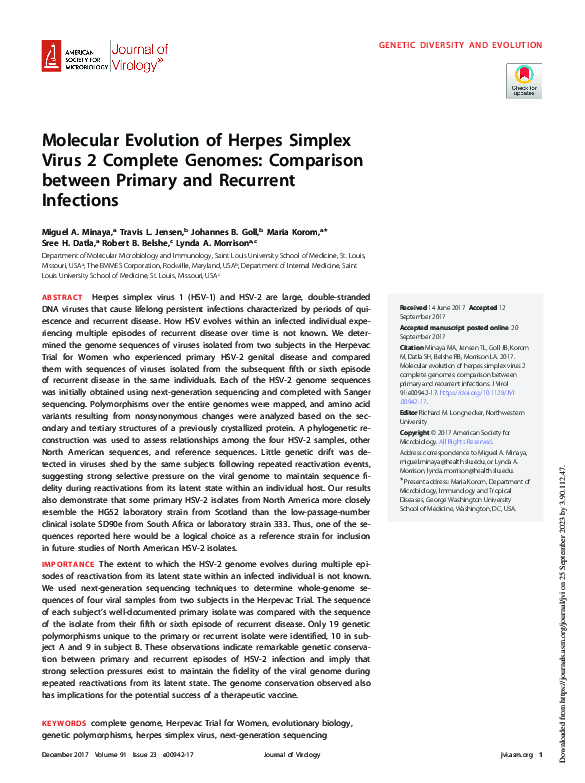 (PDF) Molecular Evolution of Herpes Simplex Virus 2 Complete Genomes ...