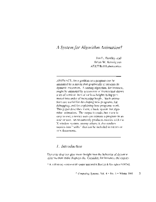 (PDF) A System for Algorithm Animation