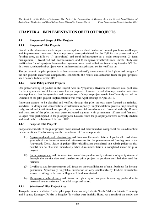 (PDF) CHAPTER 4 IMPLEMENTATION OF PILOT PROJECTS